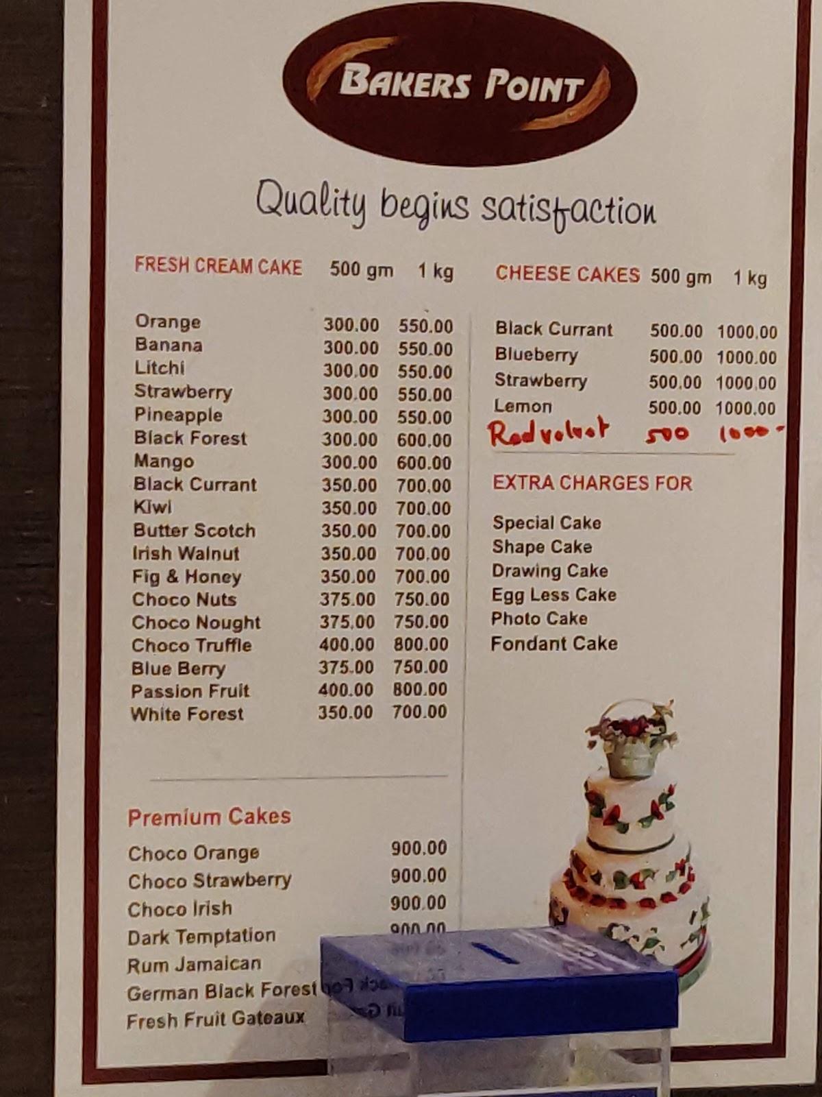 Menu at Bakers Point, Chennai, No 1
