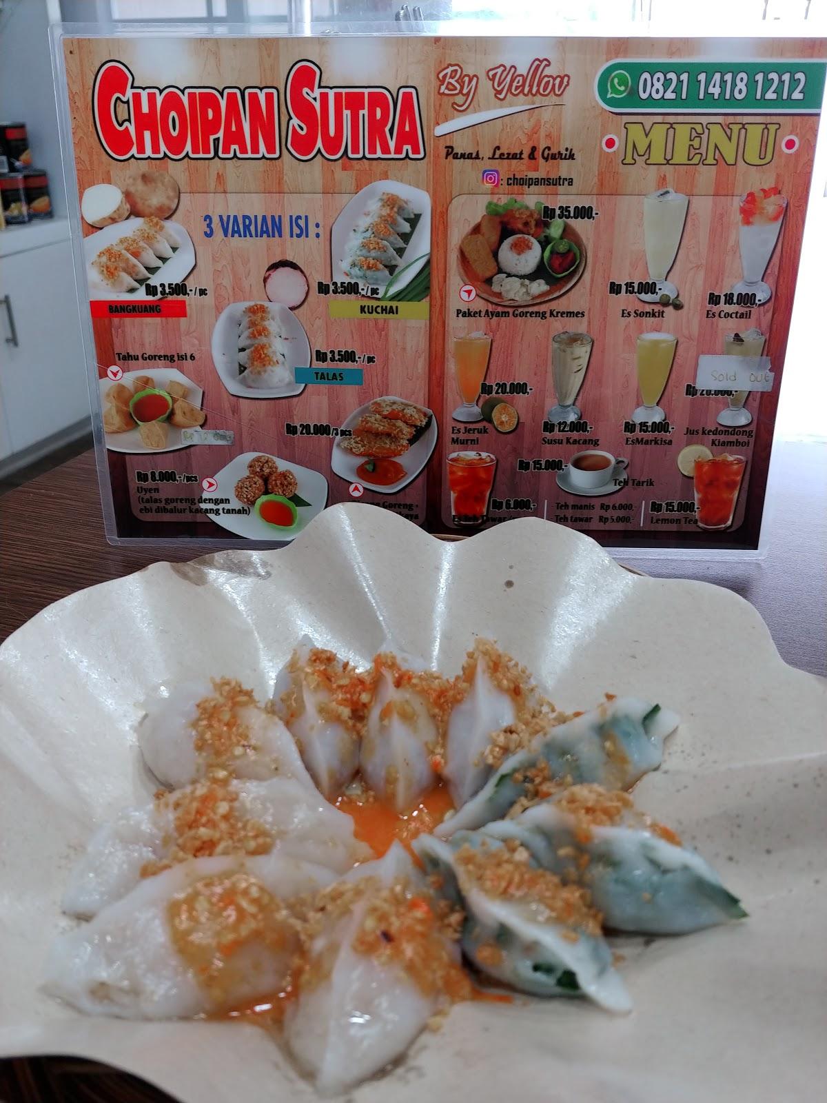 Menu at Choipan Sutra Yellov restaurant, North Jakarta