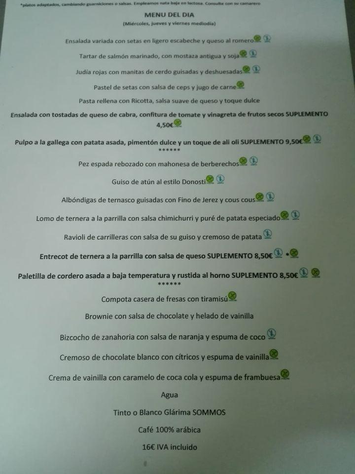 Menu at El Cacao restaurant, Monzón