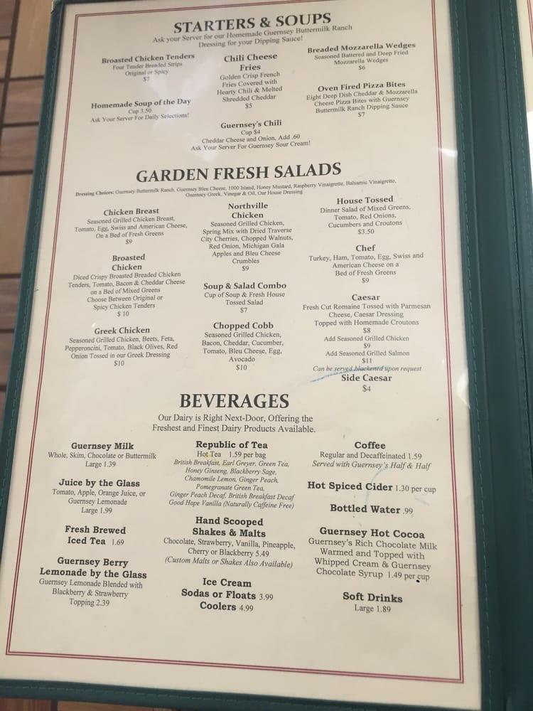 Menu at Guernsey Farms Dairy restaurant, Northville
