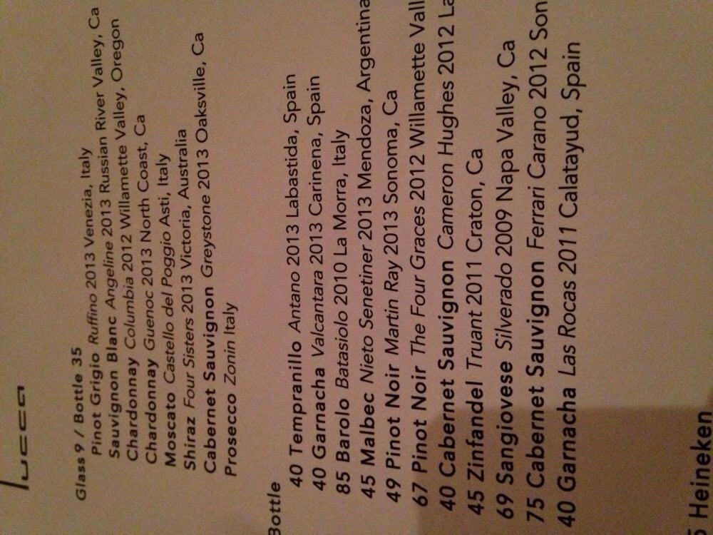 Menu at Lucca restaurant, Des Moines