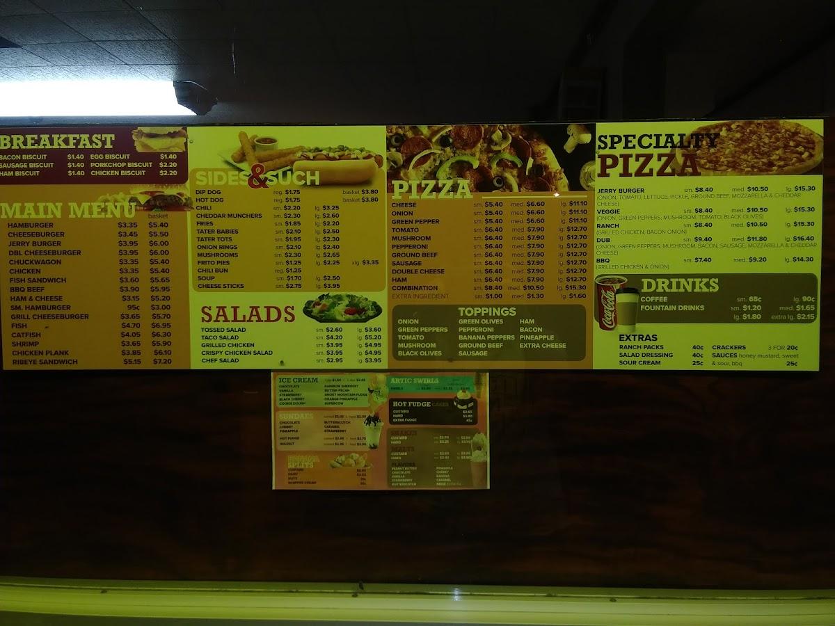 Menu at Phillips Drive In pizzeria, Oneida, Alberta St
