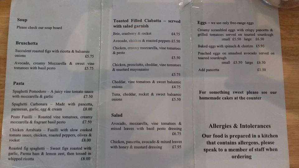 Menu at The Olive Tree Coffee Lounge & Eatery cafe, Eastbourne