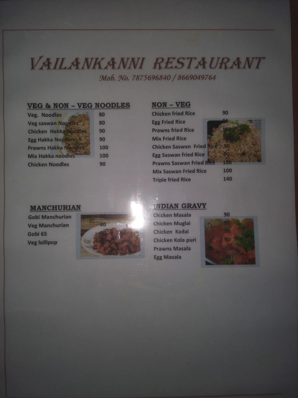 Menu at Vailankanni Restaurant, Curtorim, Ramnagri Nassai