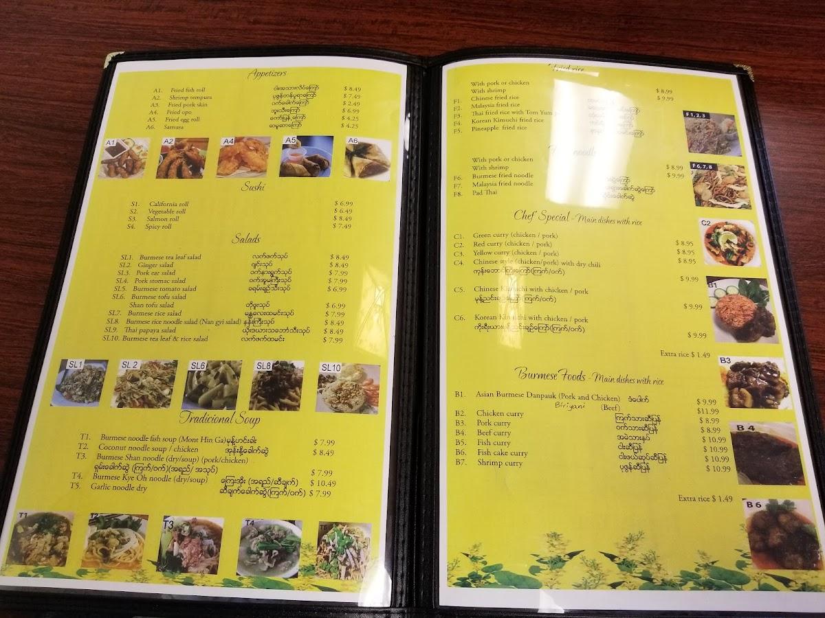 Menu at Asian Burmese Restaraunt restaurant, Omaha