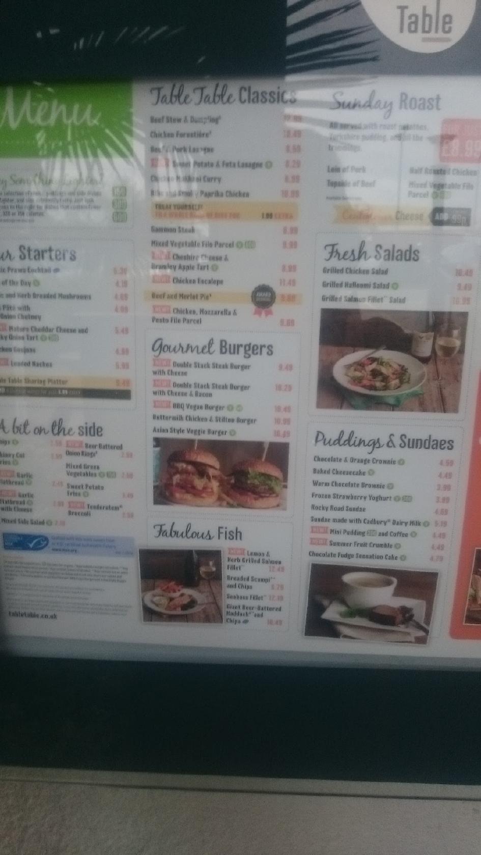 Menu at Callywith Table Table restaurant, Bodmin