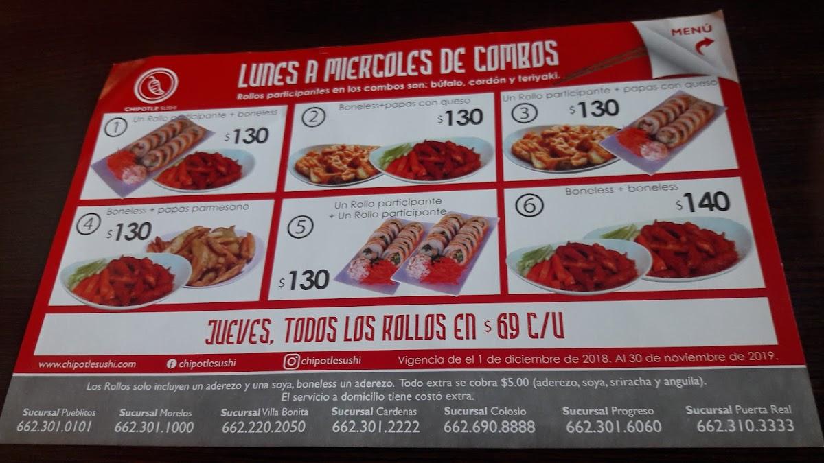 Carta del restaurante Chipotle Sushi (Plaza Paloma), Hermosillo