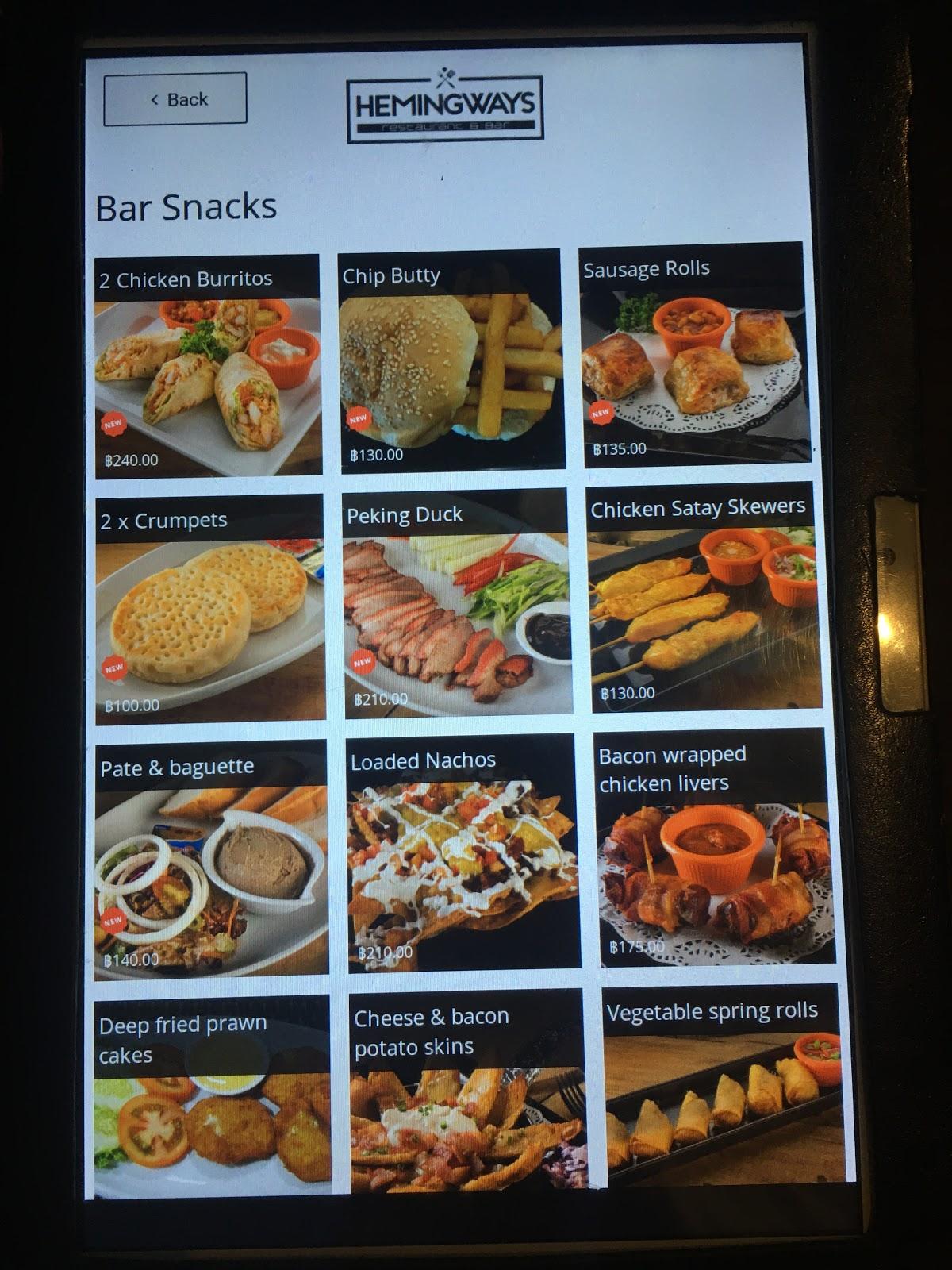 Menu at Hemingways Restaurant & Bar, Pattaya City, 414/21