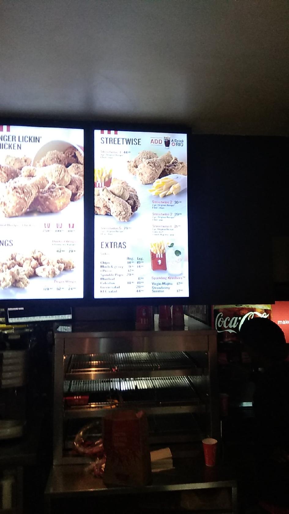 Carta del restaurante KFC Braamfontein, Johannesburgo, Cnr De Korte