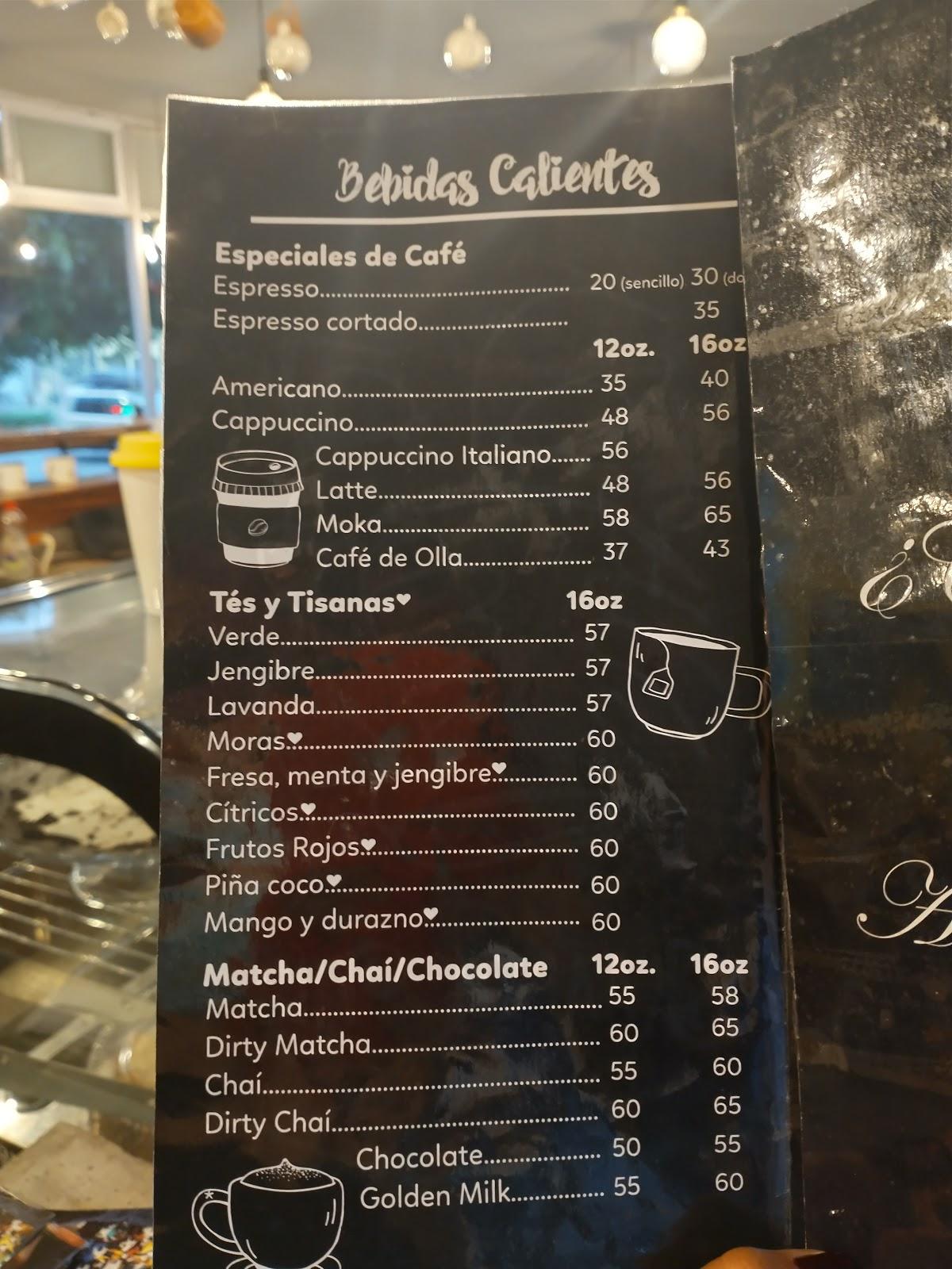 Carta del café Kaápeh Mío SLP, San Luis Potosi