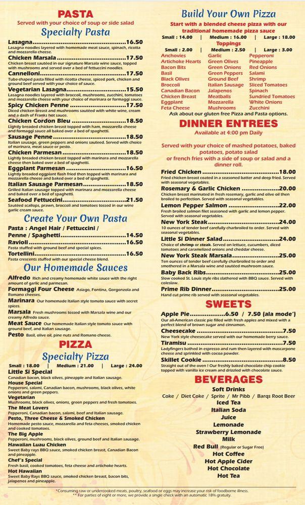 Menu at Little Si Restaurant and Lounge, North Bend