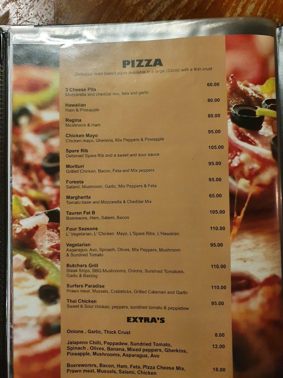 Menu at Tauren Steak Ranch Springbok steakhouse, Springbok