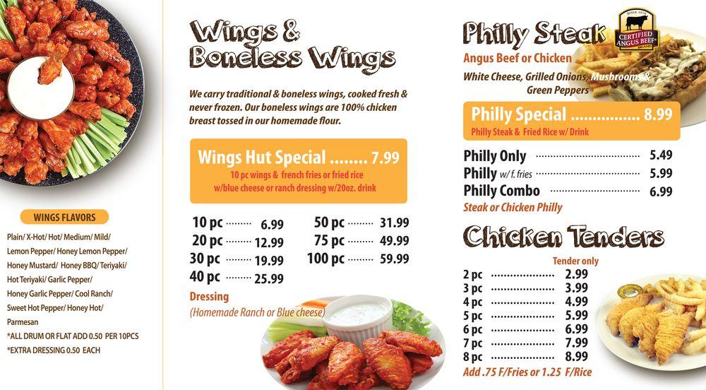 Menu at Wings Hut restaurant, Forest Park, Jonesboro Rd