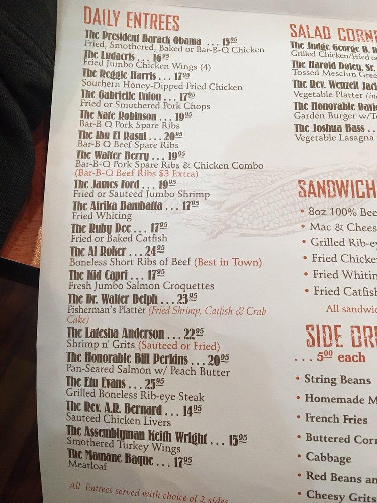 Menu at Amy Ruth's restaurant, New York City