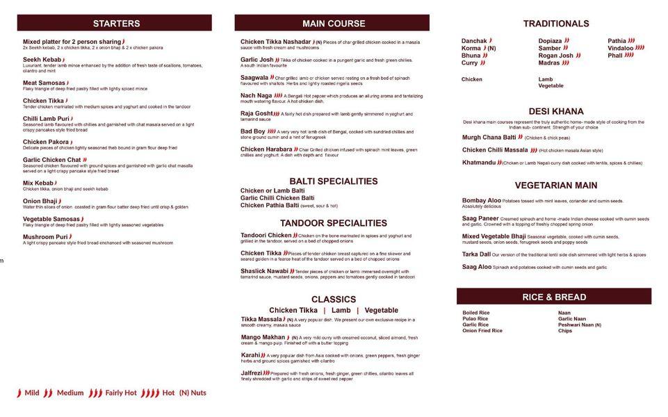 Menu at Jaipur Indian restaurant and takeaway Colne, Colne
