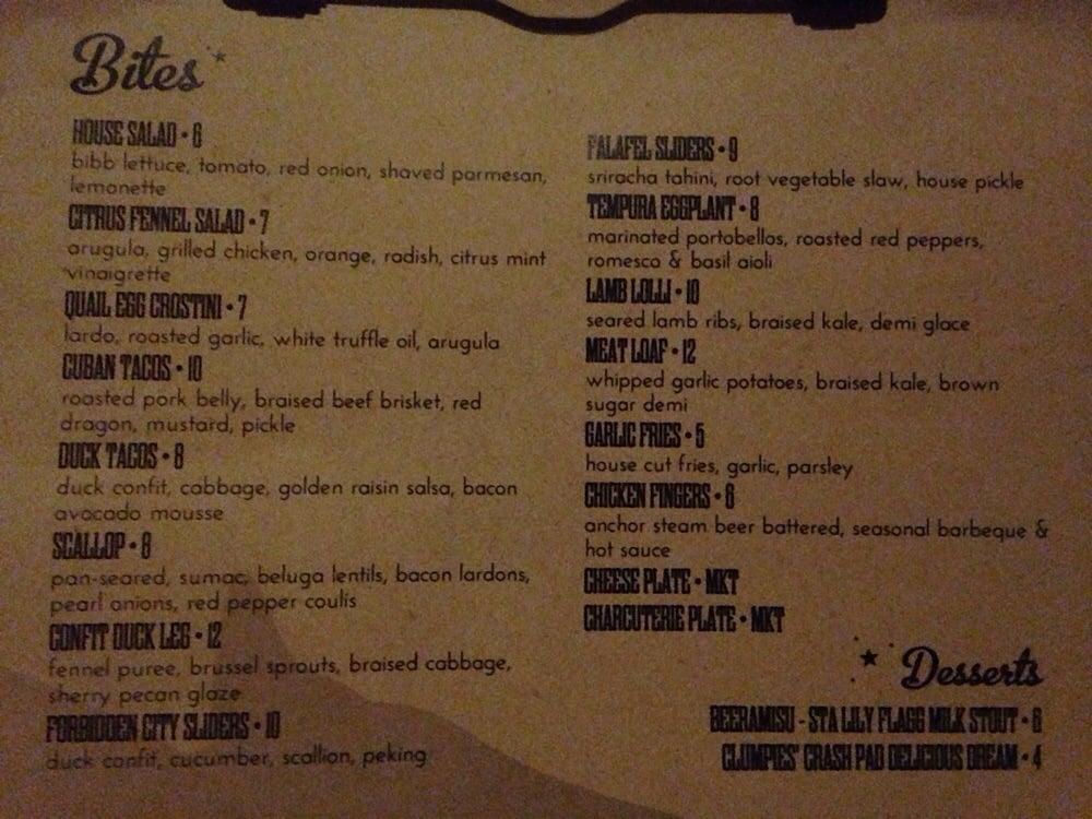 Menu at Flying Squirrel pub & bar, Chattanooga