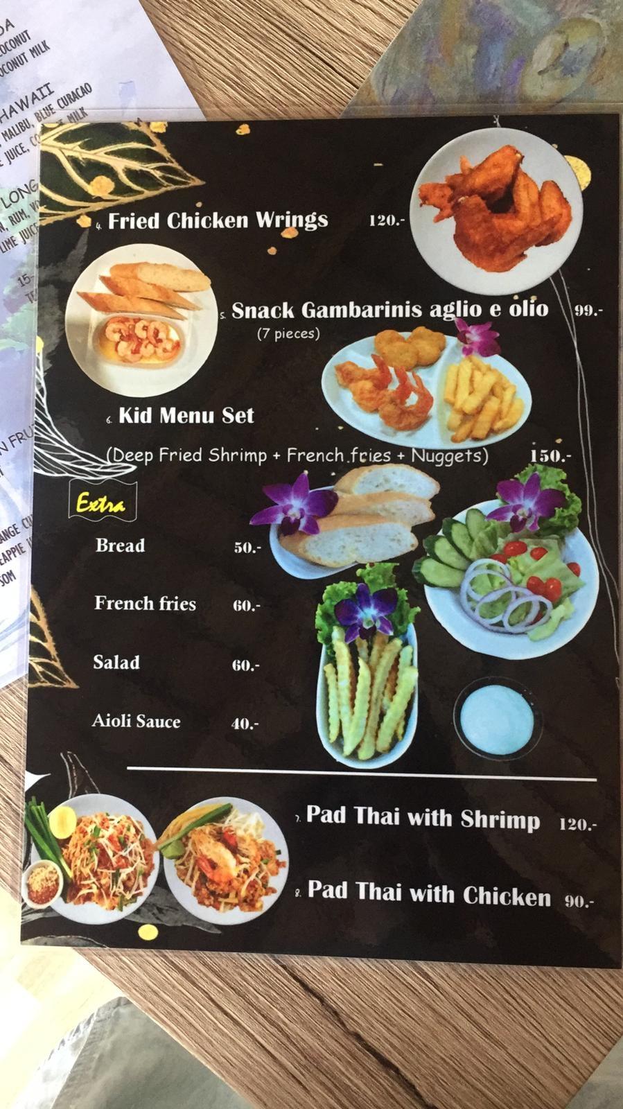 Menu at King Gamba restaurant, Ko Samui