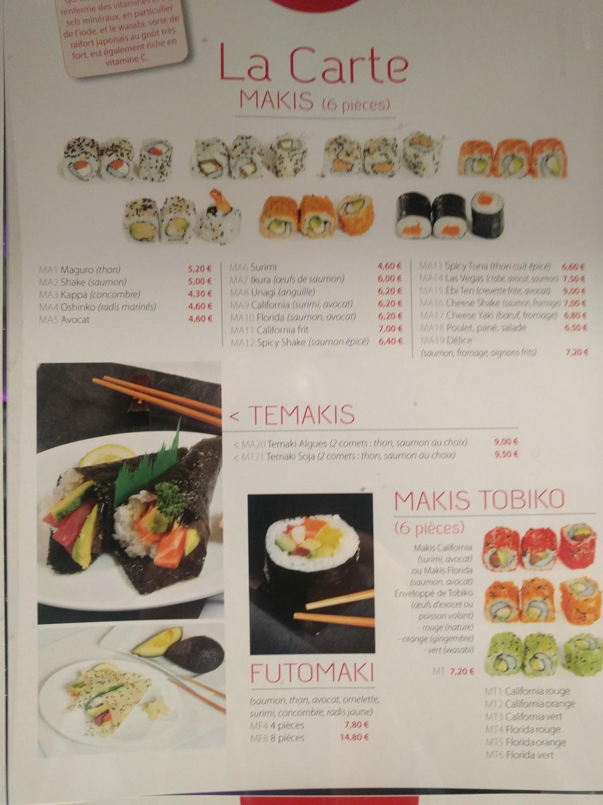 Menu at Oishi restaurant, Issoire