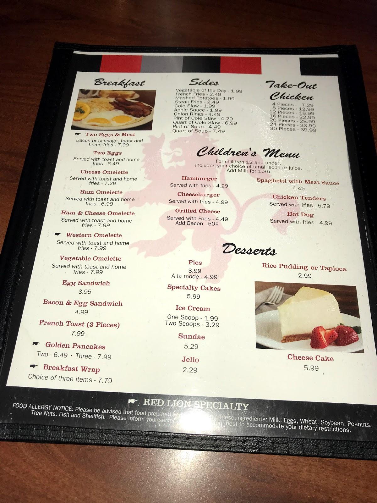 Menu at Red Lion Corner Café restaurant, Red Lion