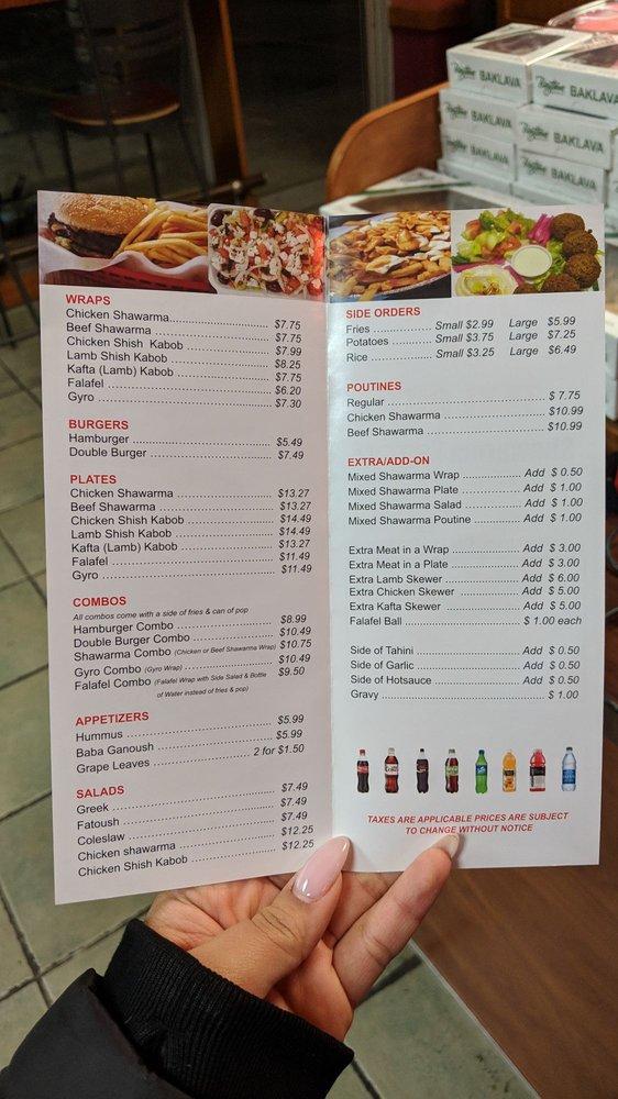 Menu at Shawarma Stop restaurant, Markham