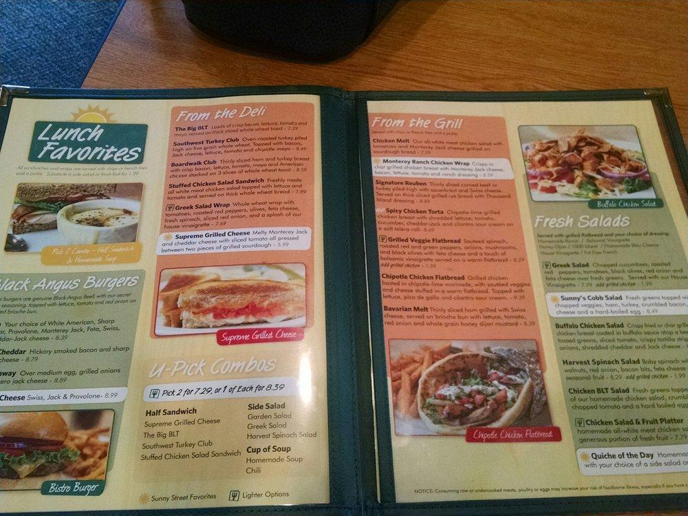 Menu at Sunny Street Cafe, Madison