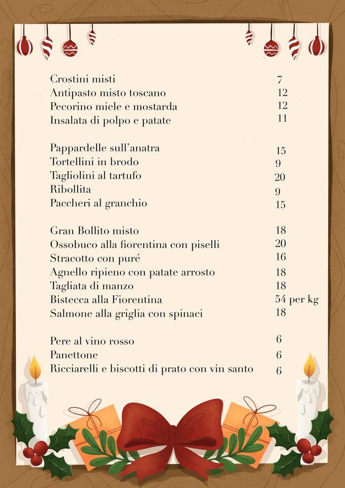 Menu at Trattoria Marione al Trebbio restaurant, Florence