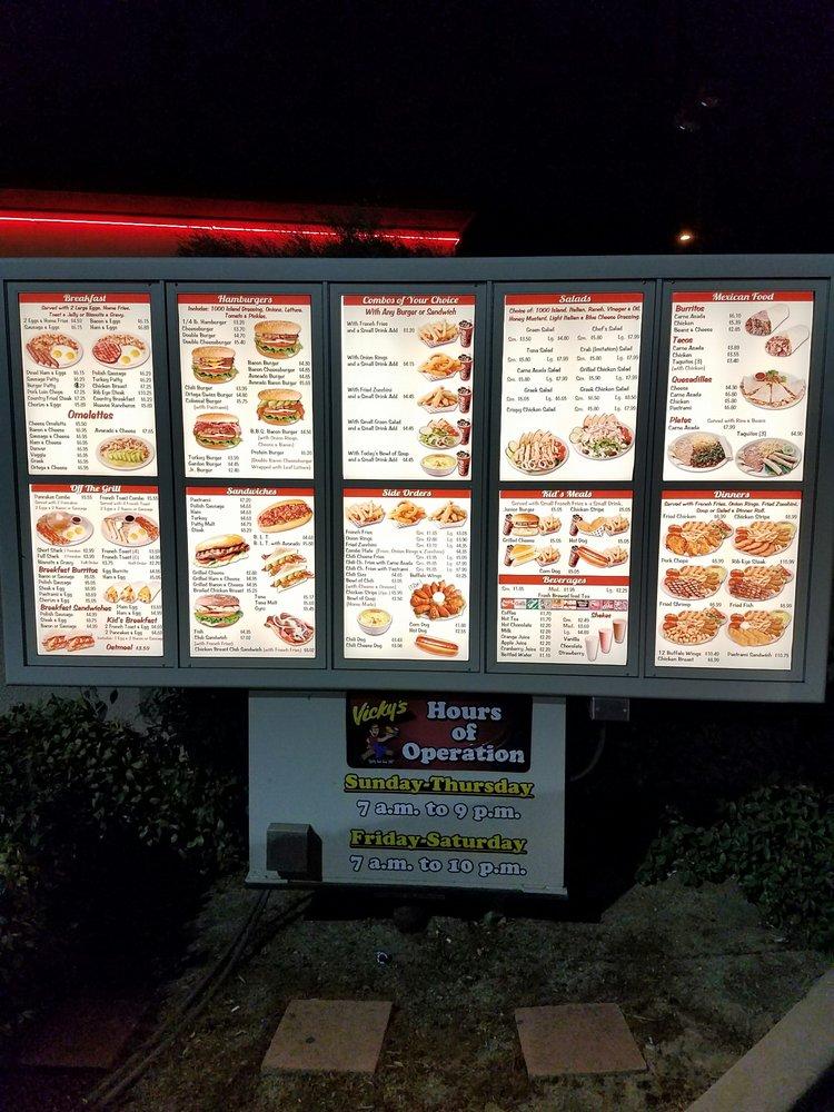 Menu at Vicky's Jurupa Valley restaurant, Riverside, Limonite Ave