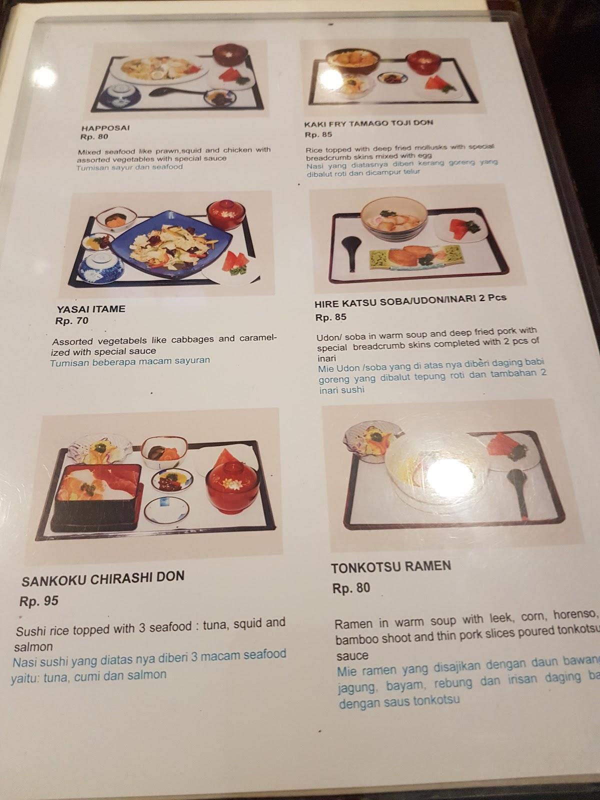 Menu at Asuka Restaurant, Bekasi Regency, kawasan MM2100