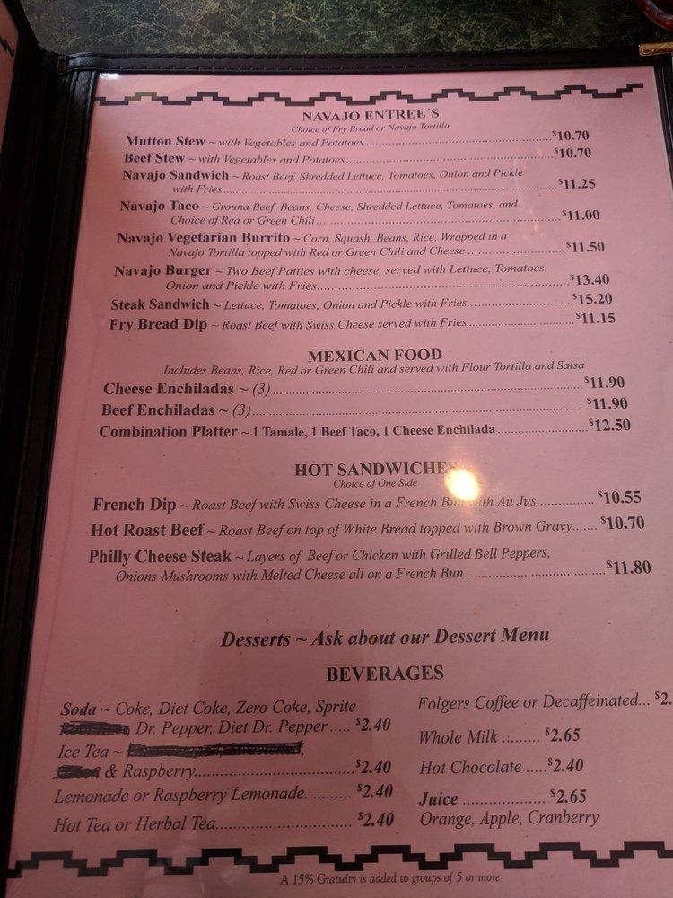 Carta de Dinè Restaurant, Window Rock, 48 West