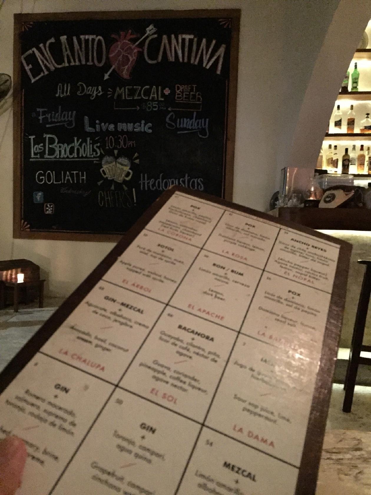 Menu at Encanto Cantina restaurant, Tulum