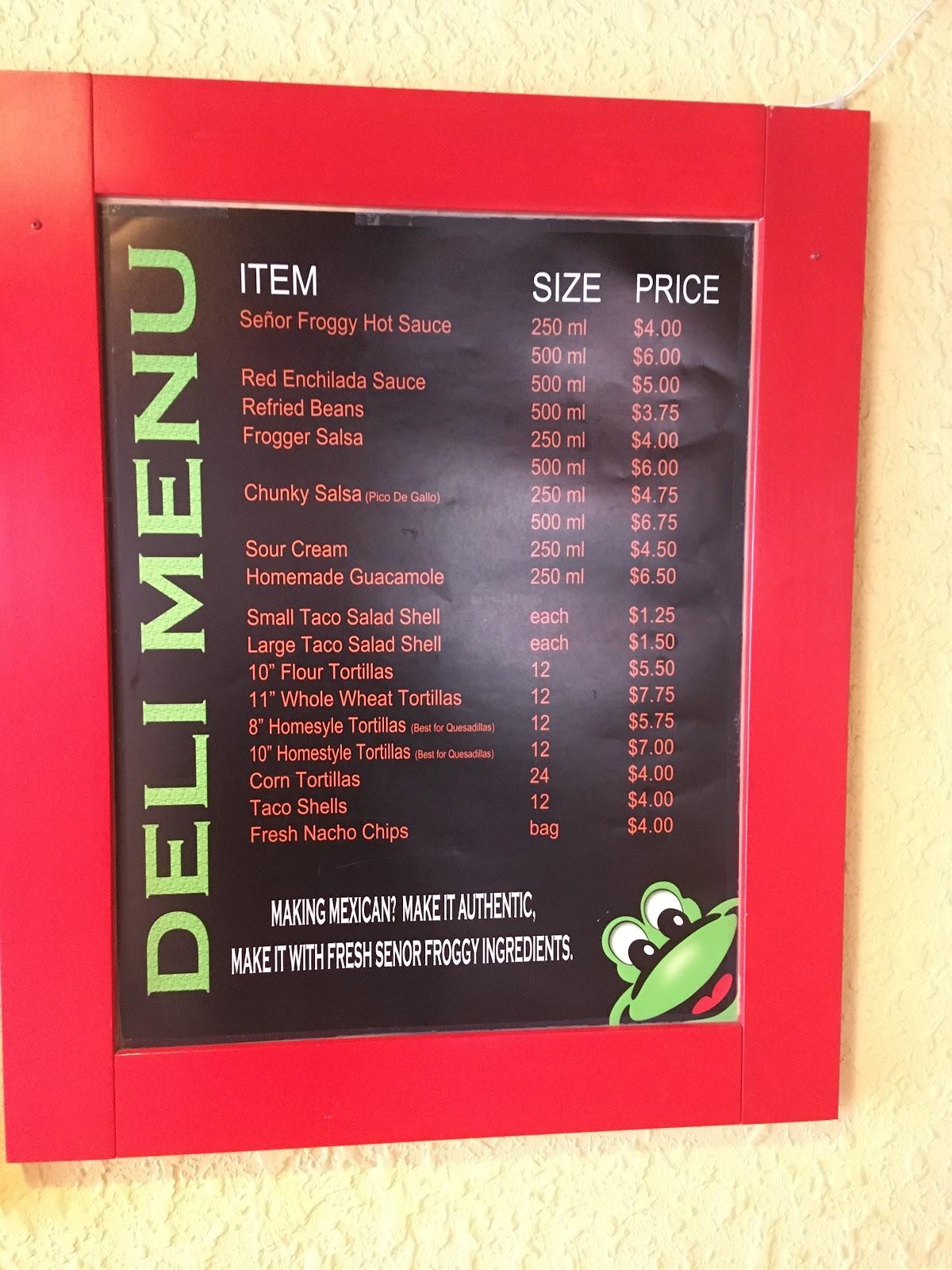 Menu au Senor Froggy Restaurant Lansdowne St., Kamloops, 450 Lansdowne ...