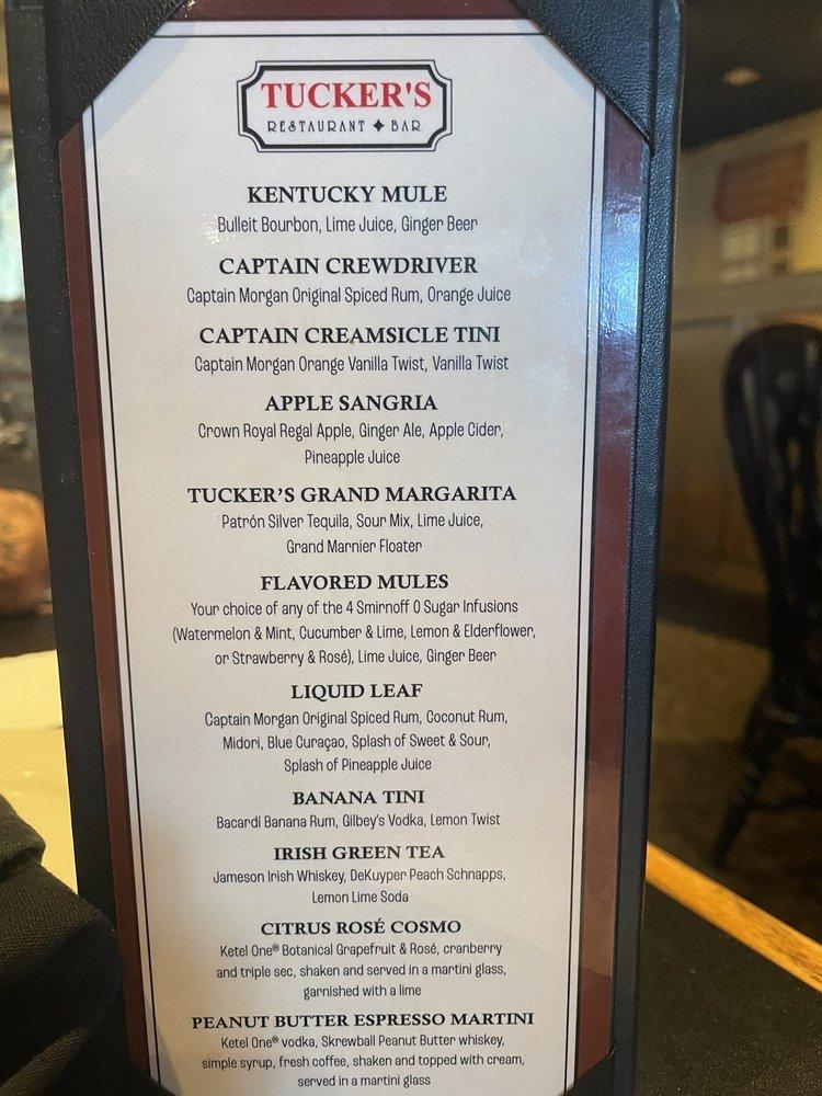 Menu at Tucker's Restaurant, Anderson