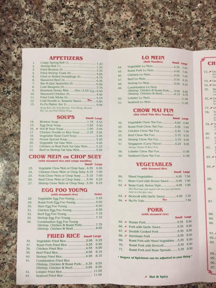 Menu at East Villa Restaurant, Richmond