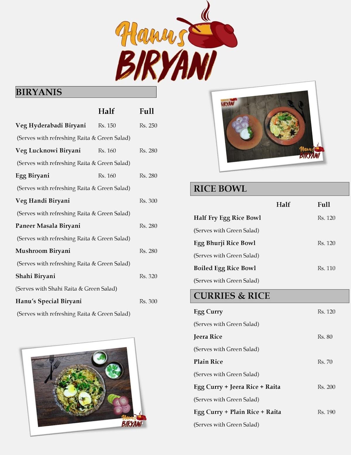 Menu at Hanu's Kitchen Biryani, Gurugram
