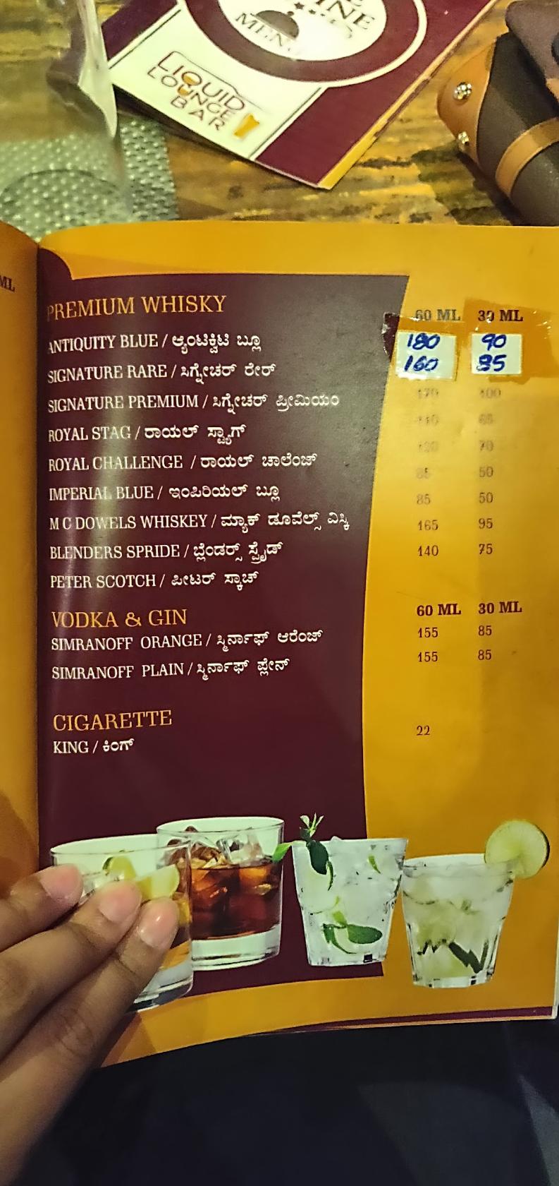 Menu at Liquid Lounge Bar, Hassan