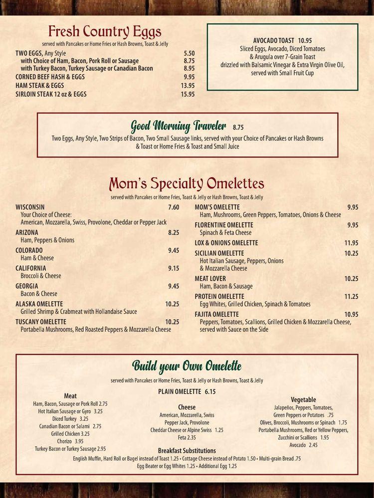 Menu at Mom's Golden Griddle restaurant, Manalapan Township