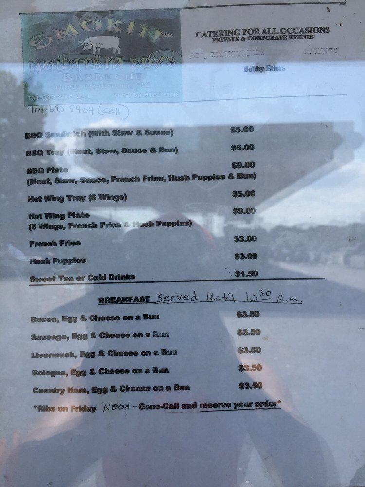 Menu at Smokin Mountain Boys BBQ Kings Mountain, Kings Mountain