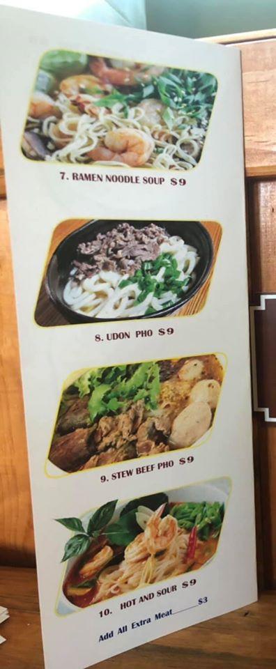 Menu at Tasty Pho restaurant, Toppenish