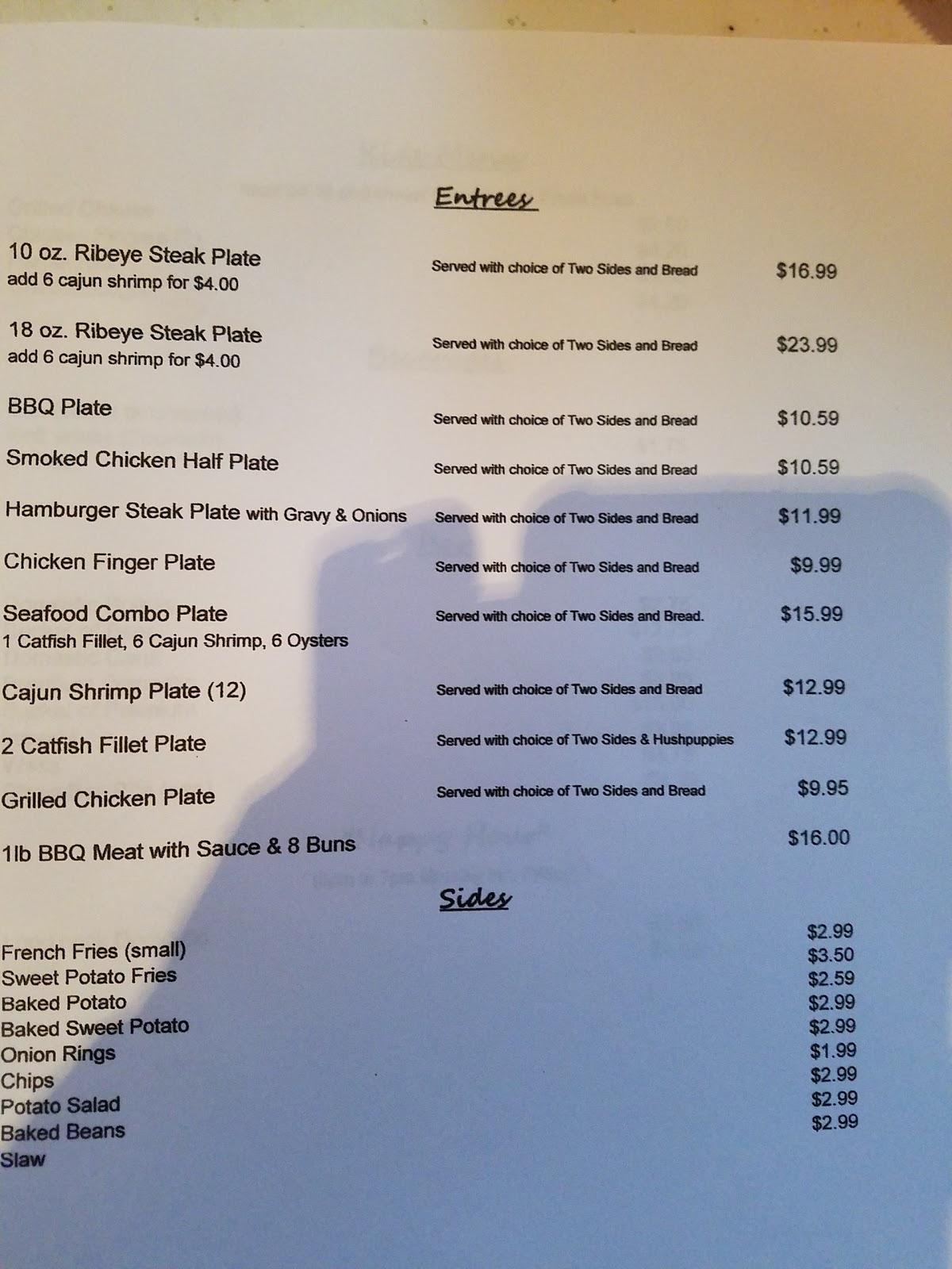 Menu at The Barn, Jasper, Hwy 78 W