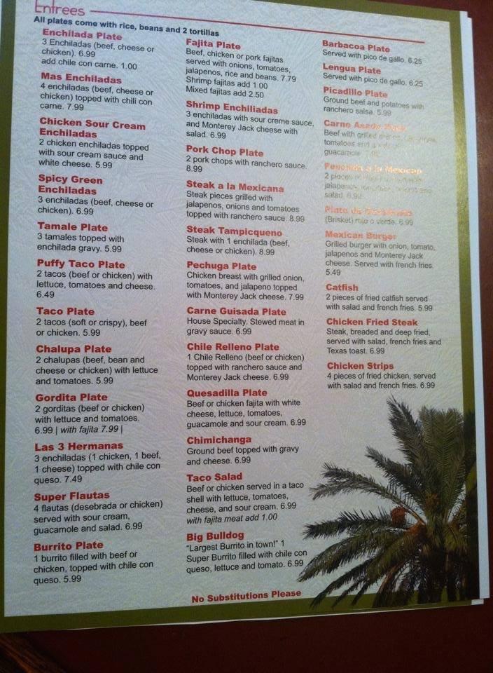 Menu at The Palms Taqueria LLC restaurant, Seguin, 924 E Kingsbury St