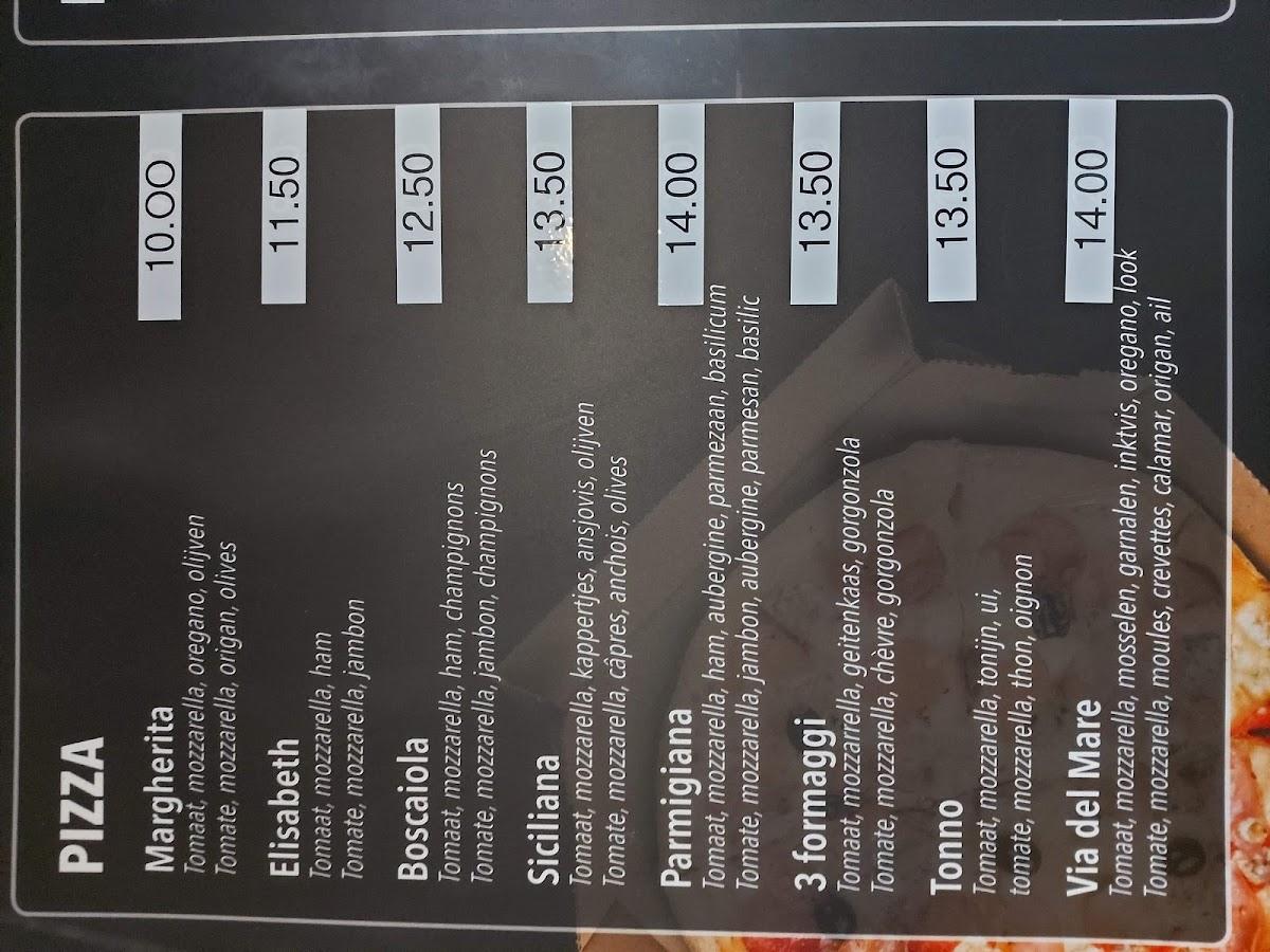 Menu at Via Del Mare, De Panne