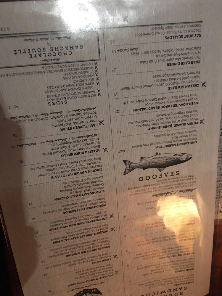 Menu at Salt Creek Grille steakhouse, Rumson