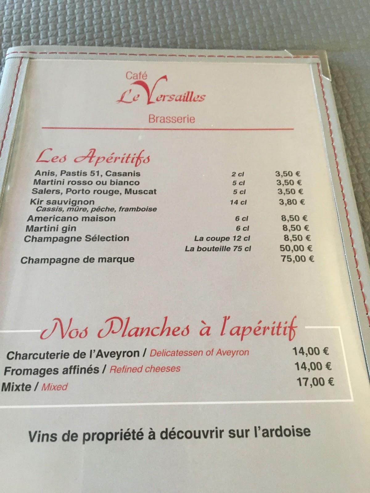 Menu at Le Versailles restaurant, Issy-les-Moulineaux, 1 Rue Ernest Renan