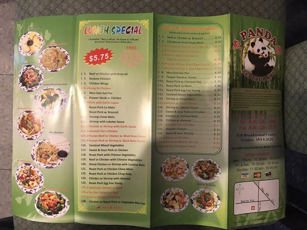 Menu at Panda restaurant, Fenton, 930 Brookwood Center