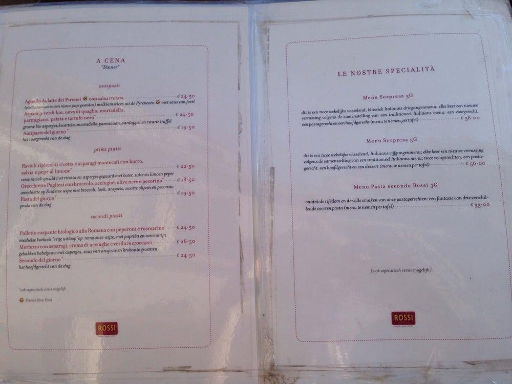 Menu at Ristorante Rossi Slowfood, Leuven, Standonckstraat 2