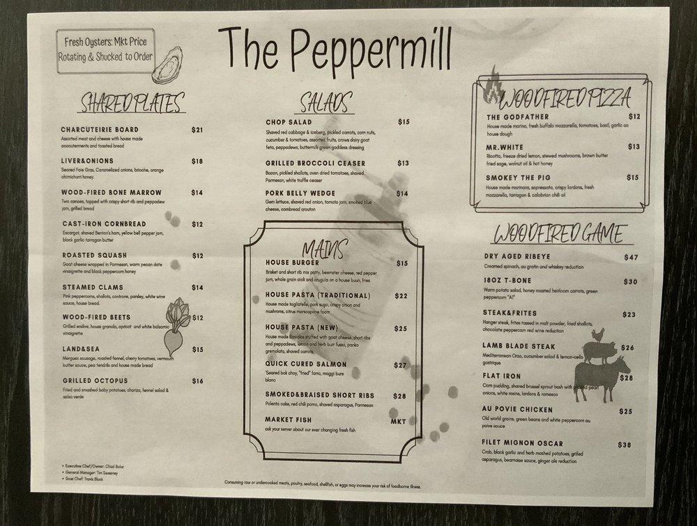 Menu at The Peppermill: Steakhouse and Cocktail, Tempe