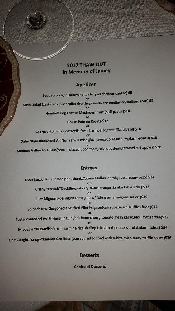 Menu at Vine restaurant, Hilton Head Island