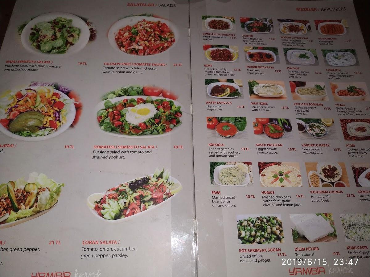 Menu at Zilly, Turkey