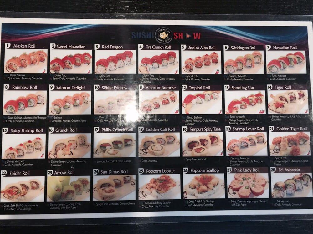Menu at Show Sushi restaurant, San Dimas