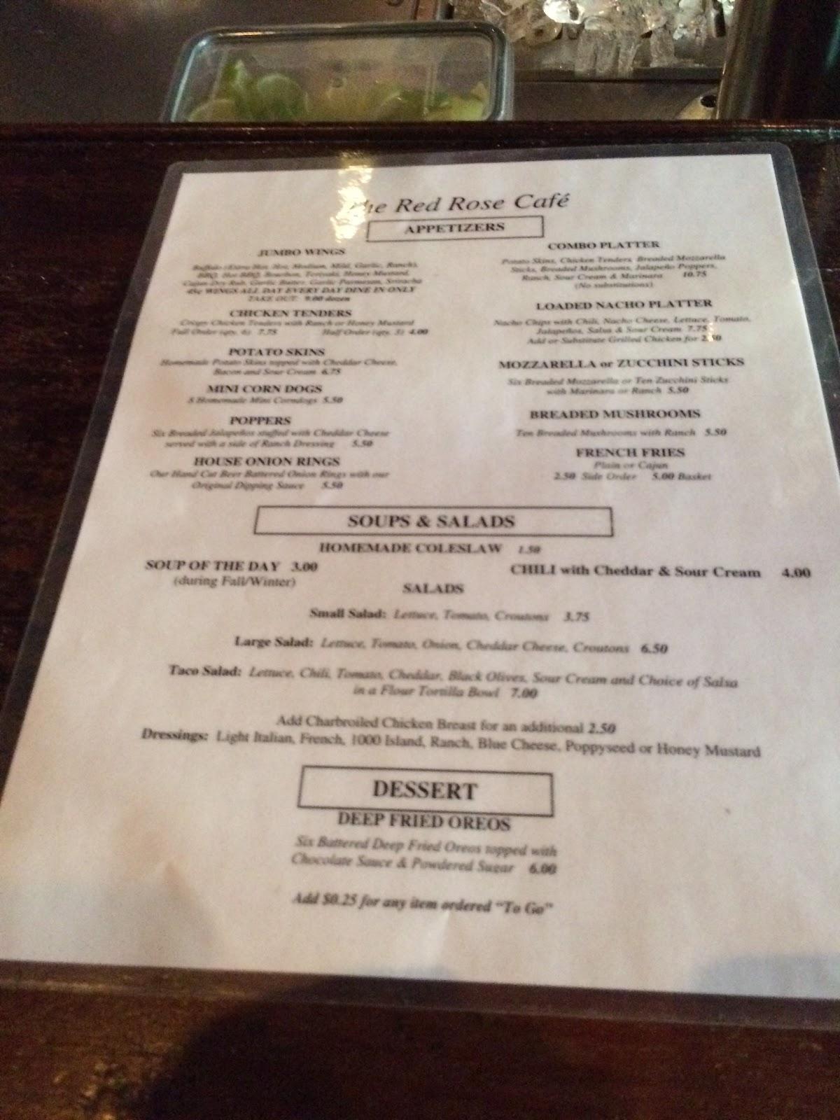 Menu at The Red Rose Cafe, Lakewood